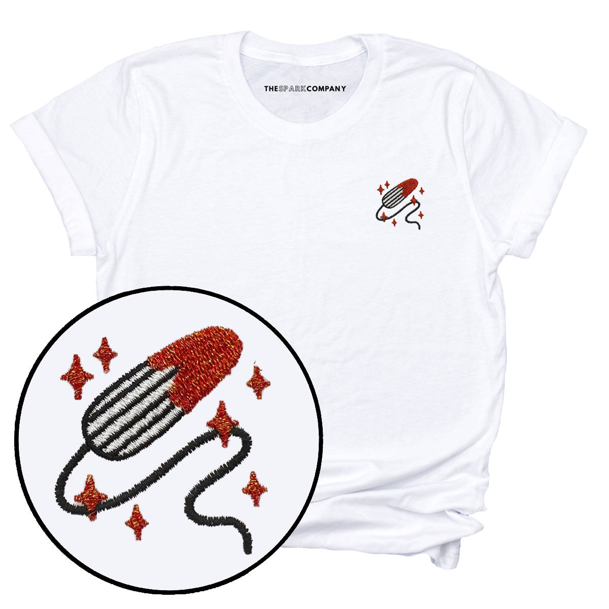 Glitter Embroidered Tampon T-Shirt | The Spark Company